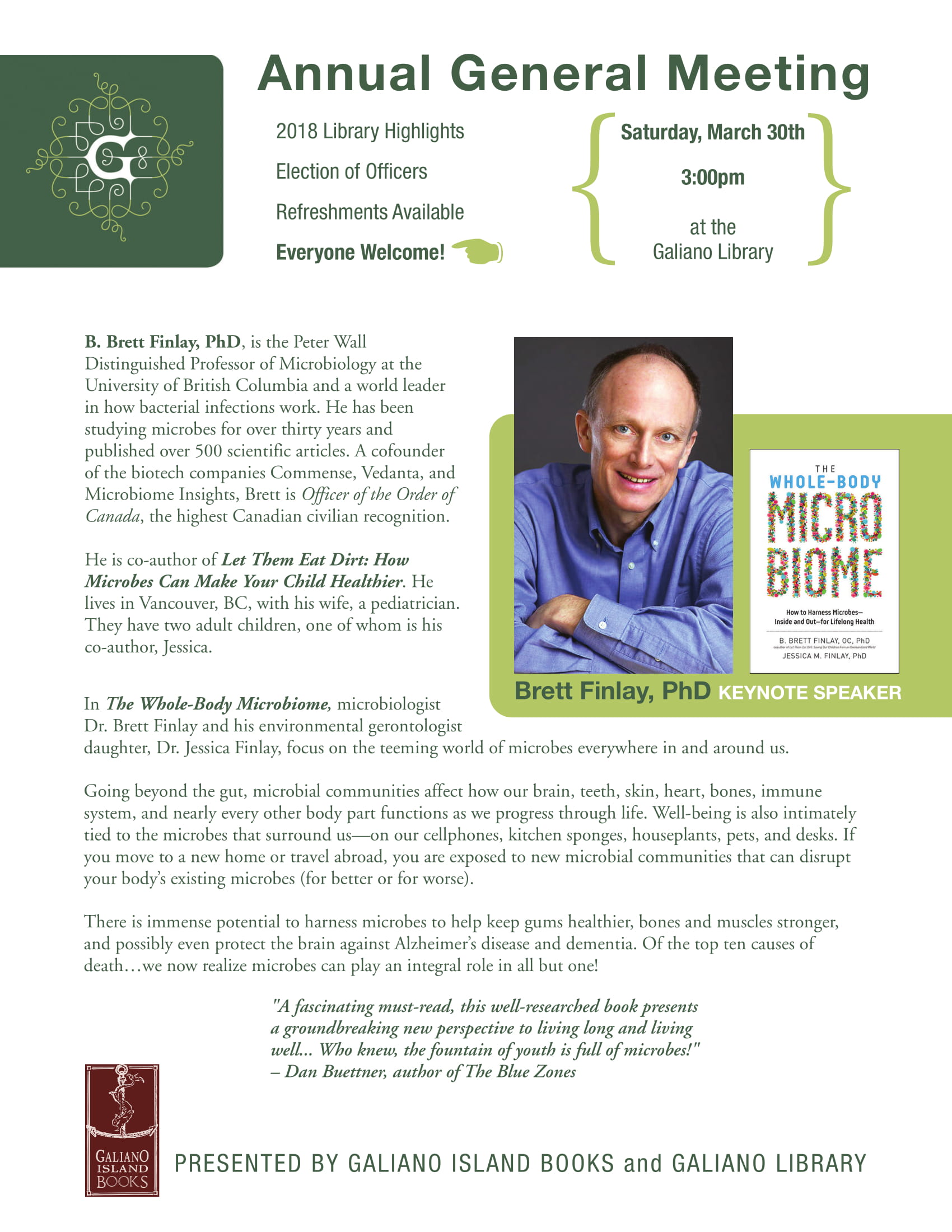 Library AGM with featured speaker Brett Finlay | Galiano Island Chamber ...